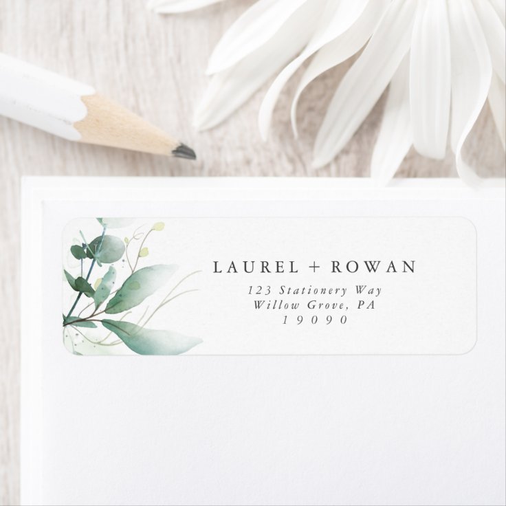 Elegant Greenery Return Address Label | Zazzle