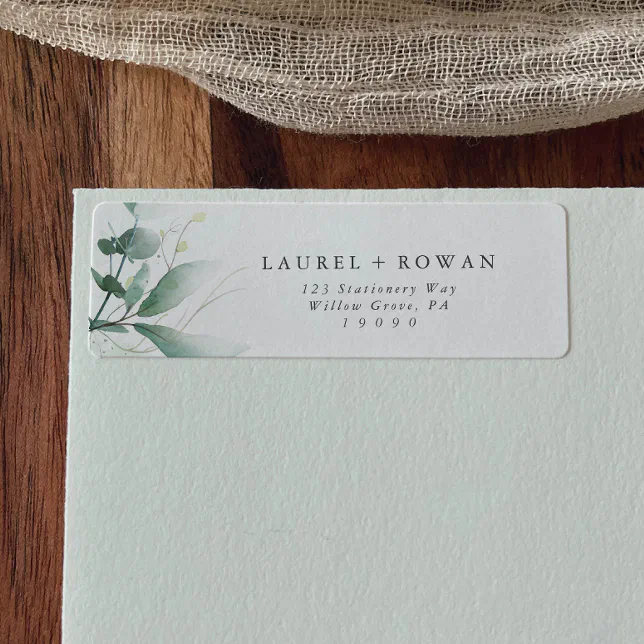 Elegant Greenery Return Address Label | Zazzle