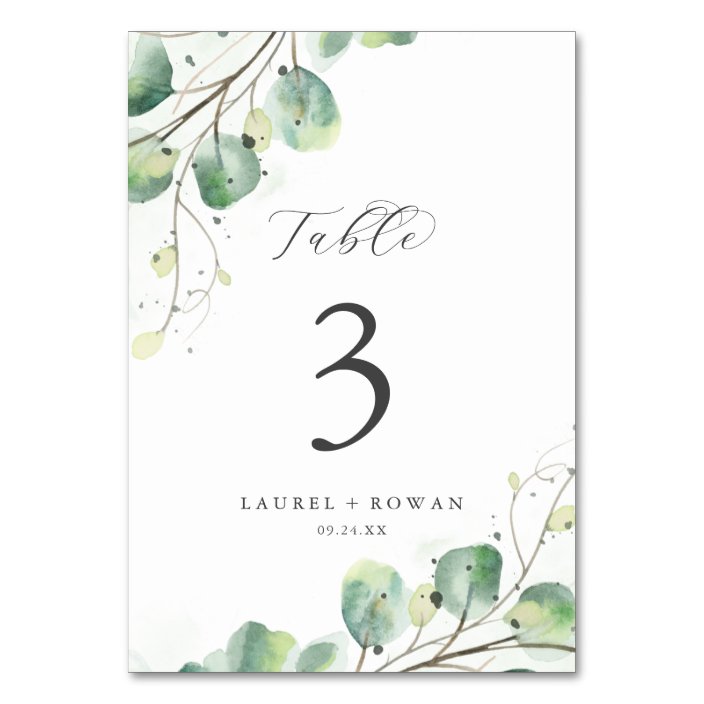 Elegant Greenery Table Number | Zazzle.com