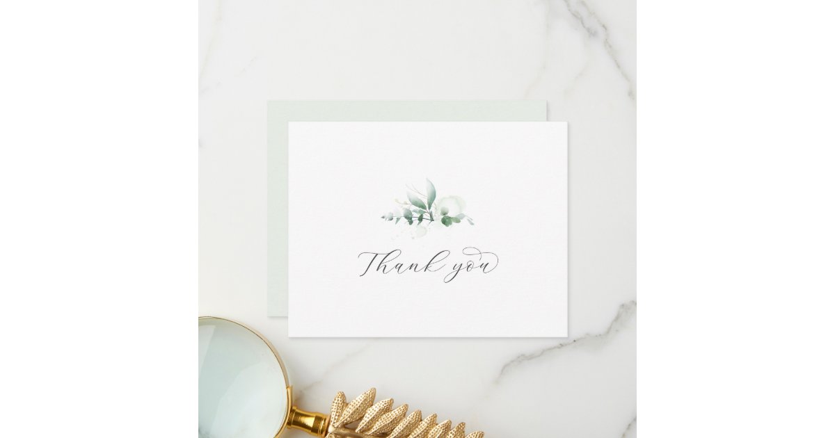 Elegant Greenery Thank You Card | Zazzle