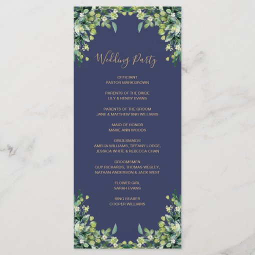 Elegant Greenery Typography Wedding Program | Zazzle