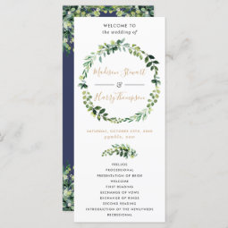 Elegant Greenery Typography Wedding Program | Zazzle