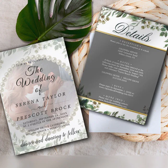 Elegant Greenery Vellum Overlay Wedding Invitation | Zazzle
