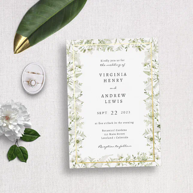 Elegant Greenery Wedding Foil Invitations | Zazzle