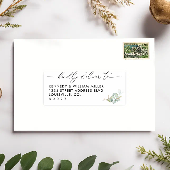 Elegant Greenery Wedding Guest Address Labels | Zazzle