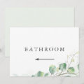 Elegant Greenery Wedding Left Arrow Bathroom Sign Invitation | Zazzle