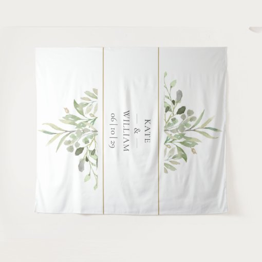 Elegant Greenery Wedding Photo Booth Backdrop | Zazzle
