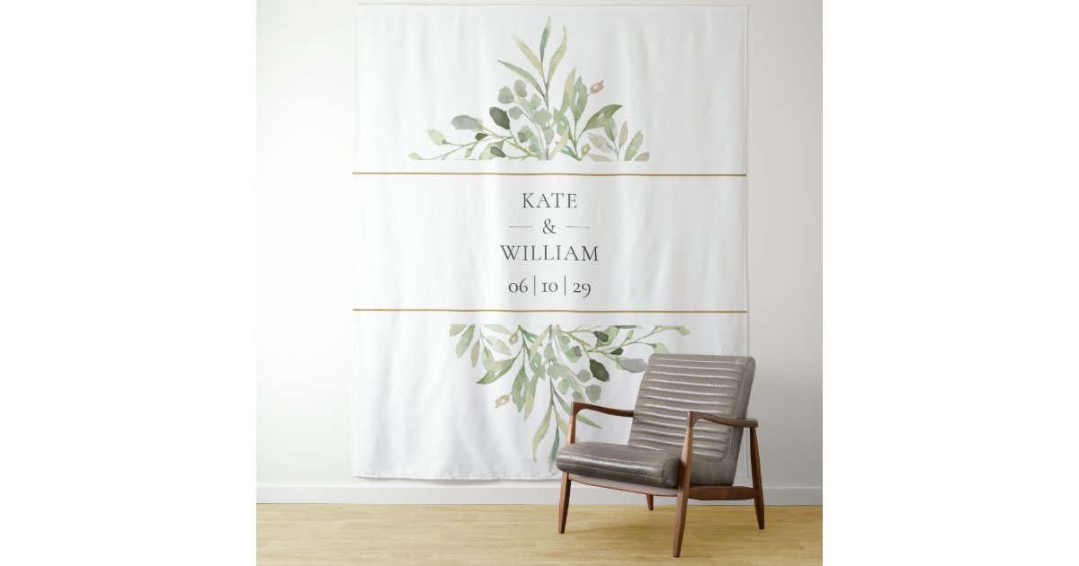 Elegant Greenery Wedding Photo Booth Backdrop | Zazzle