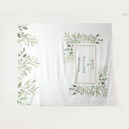 Elegant Greenery Wedding Photo Booth Backdrop | Zazzle