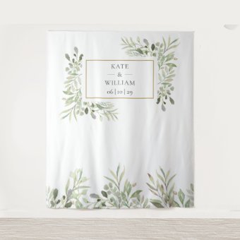 Elegant Greenery Wedding Photo Booth Backdrop | Zazzle