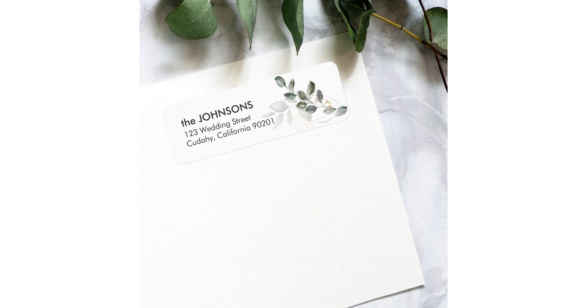 Elegant Greenery Wedding Return Address Label | Zazzle
