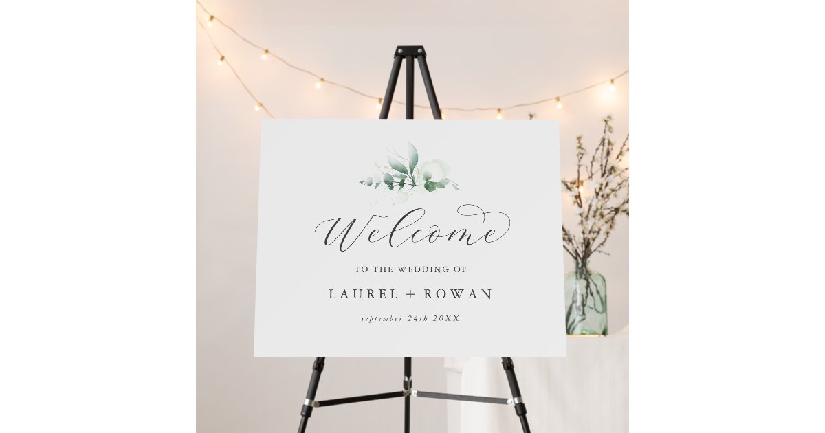 Elegant Greenery Wedding Welcome Foam Board | Zazzle