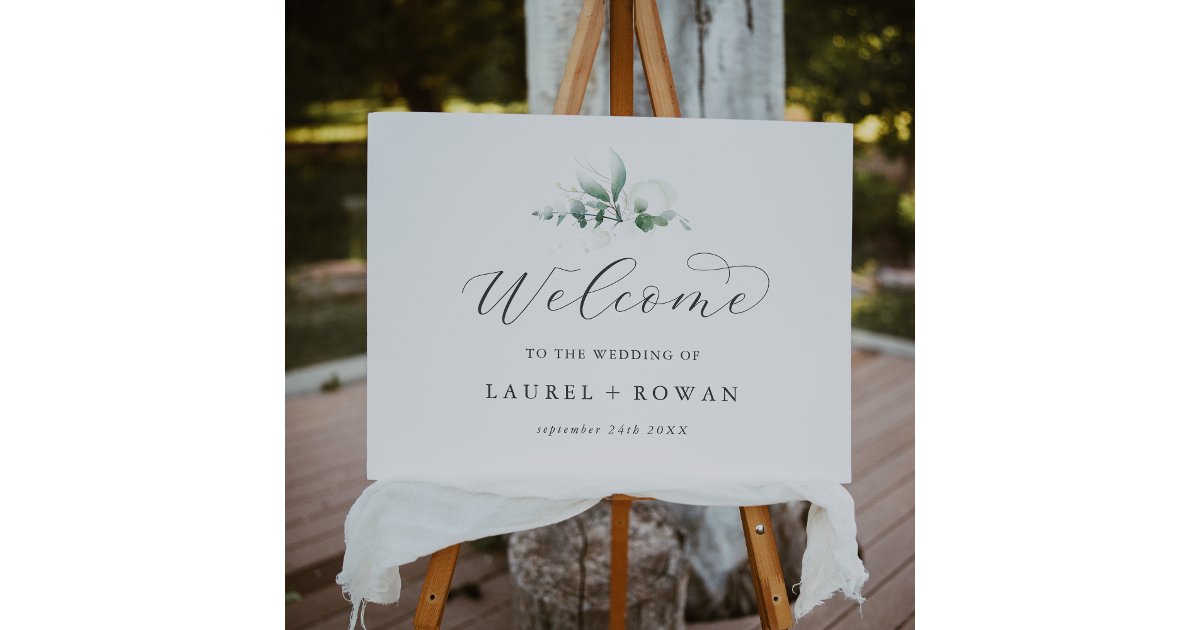 Elegant Greenery Wedding Welcome Foam Board | Zazzle