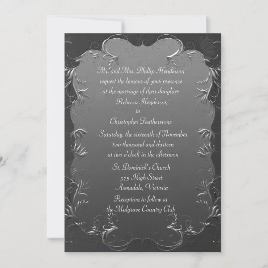 Elegant Grey and Silver Wedding Invitation | Zazzle.com