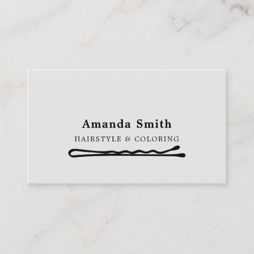 Elegant Grey Black Hair Pins Icon Hair Stylist Business Card | Zazzle