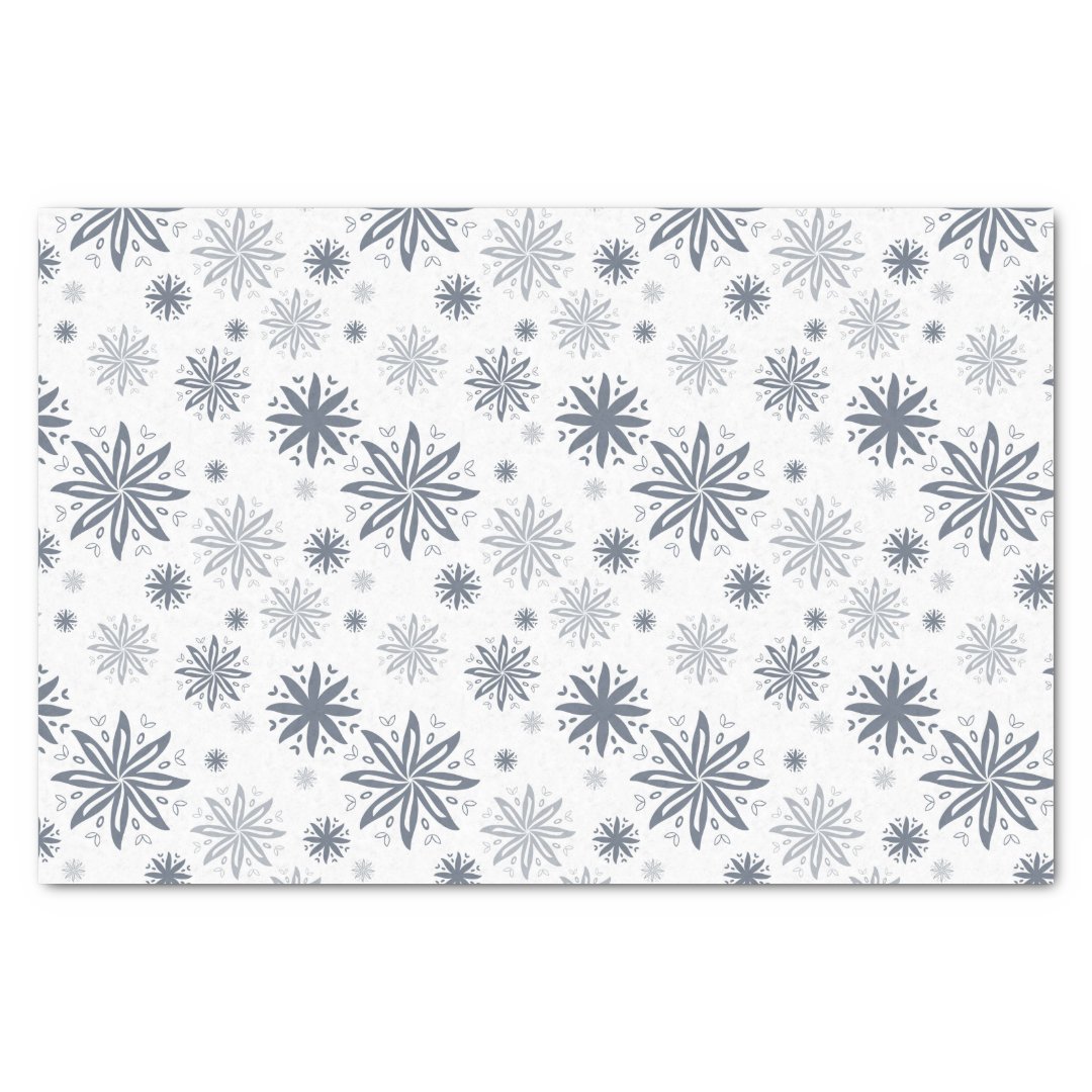 Elegant Grey Floral Patterned Gift Wrapping Tissue Paper | Zazzle