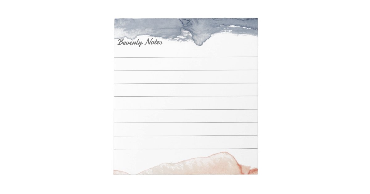 Elegant Grey & Pink Personalized Lined Water Color Notepad | Zazzle