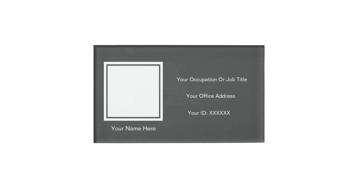 Elegant Grey White Photo Text Custom Colors 2023 Name Tag | Zazzle