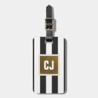 Cool Grey Faux Metal Stripe Bold Monogram Luggage Tag | Zazzle.com