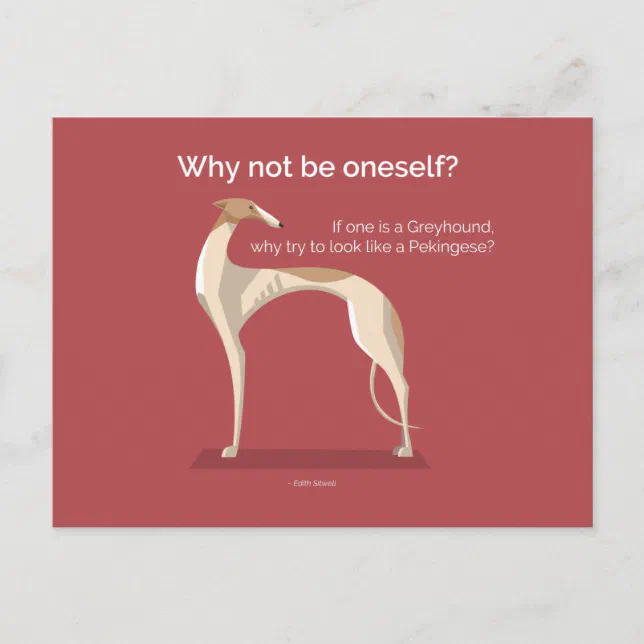 Elegant greyhound inspirational quote postcard | Zazzle