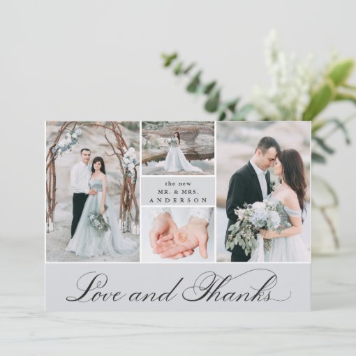 Elegant Grid | 4 Photo Wedding Thank You | Zazzle