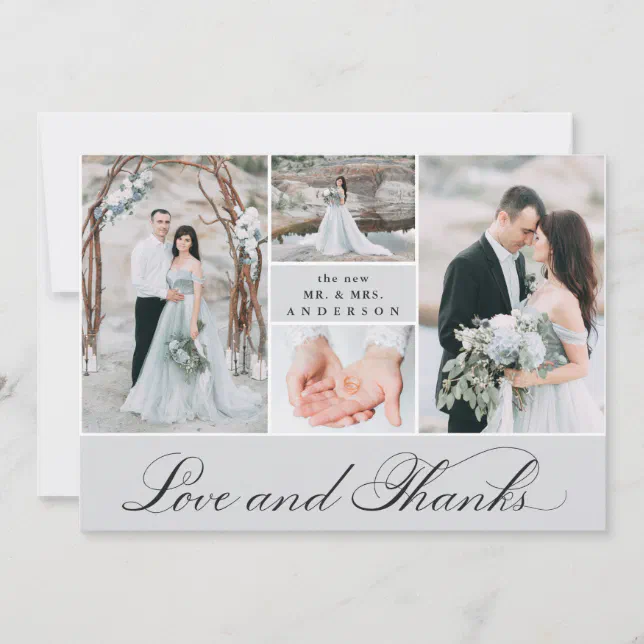 Elegant Grid | 4 Photo Wedding Thank You | Zazzle