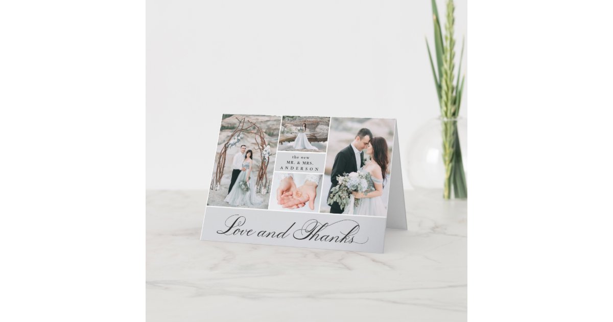Elegant Grid | 4 Photo Wedding Thank You | Zazzle