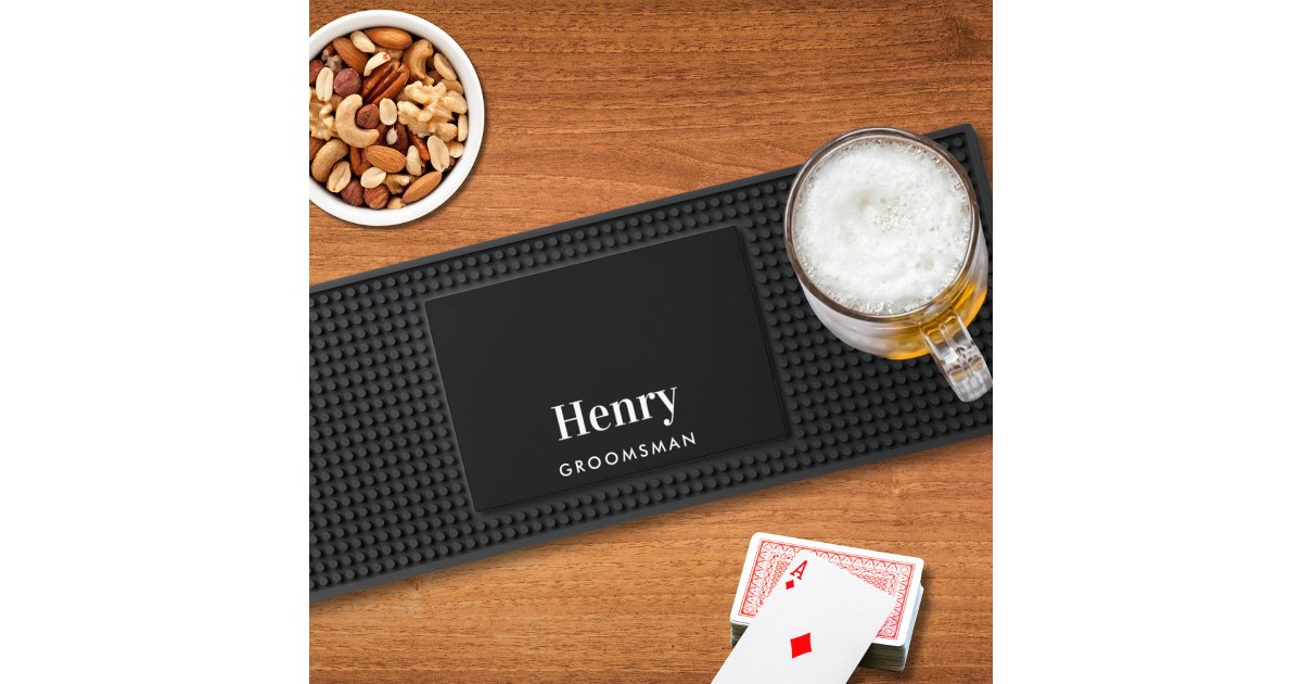 Elegant Groomsman Wedding Bar Mat | Zazzle