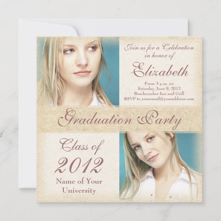 Elegant Grunge Graduation Party Invitations | Zazzle.com