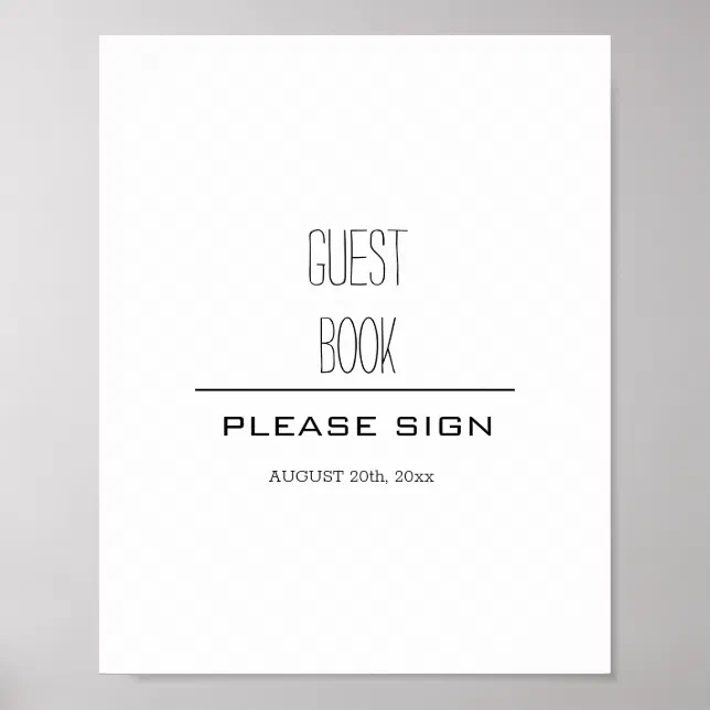 Elegant Guest Book Sign Poster | Zazzle