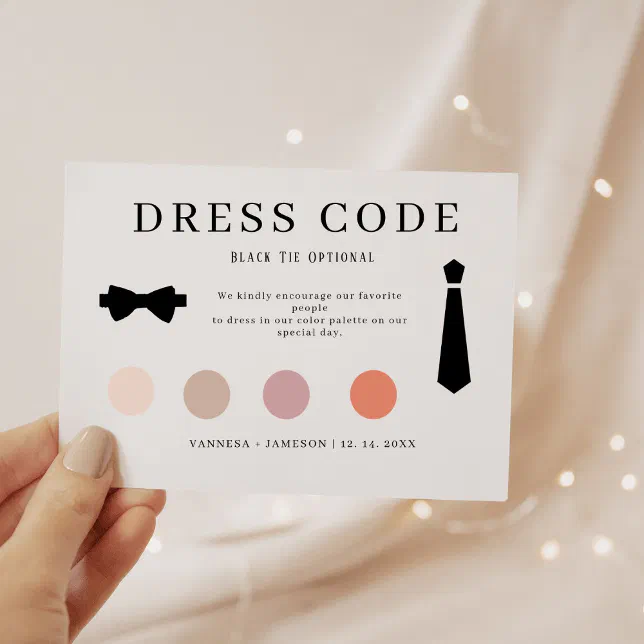 Elegant Guest dress code card, attire Enclosure Card | Zazzle