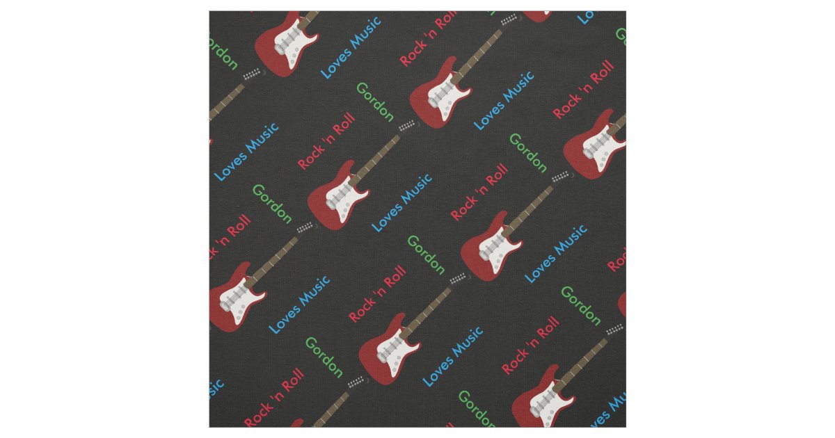 Elegant Guitar Print Fabric | Zazzle