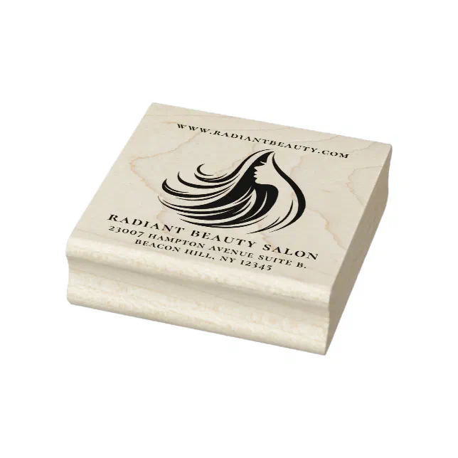 Elegant Hair Salon Logo Business Rubber Stamp | Zazzle