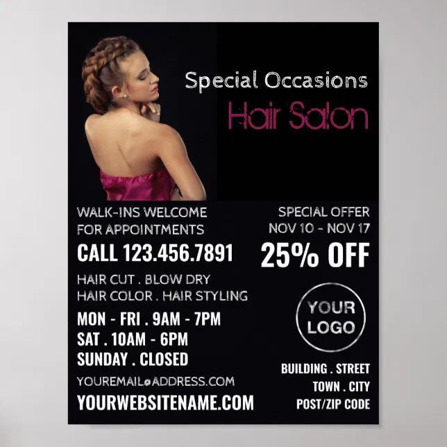 Elegant Hair Style, Hair Stylist, Hair Salon Poster | Zazzle