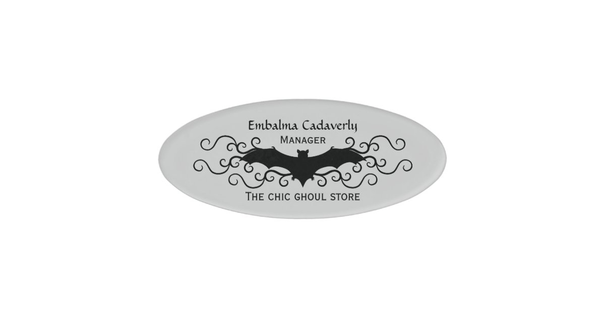 Elegant Halloween | Vampire bat design Name Tag | Zazzle