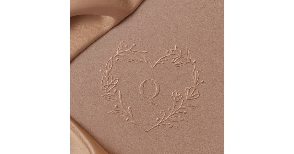 Elegant Hand-Drawn Floral Heart Wedding Monogram Embosser | Zazzle