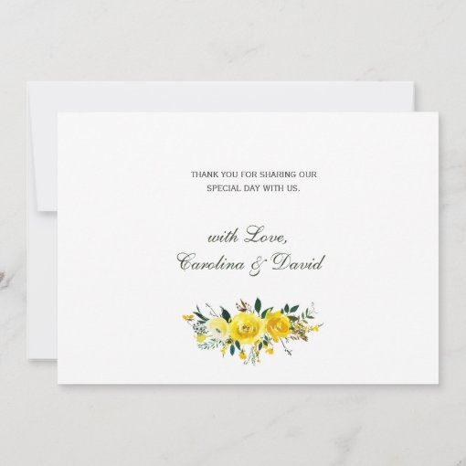 Elegant Hand Lettered Summer Yellow Rose Floral Thank You Card | Zazzle
