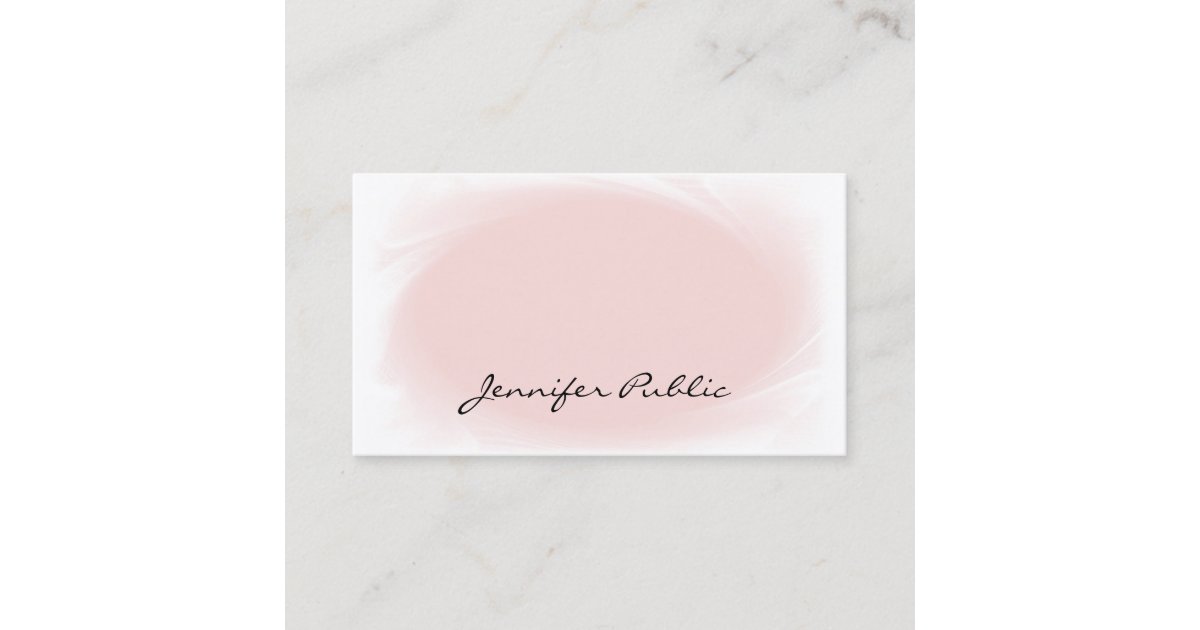 Elegant Hand Script Font Text Blush Pink Plain Top Business Card | Zazzle