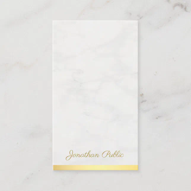 Elegant Hand Script Name Modern Gold And Marble Business Card | Zazzle