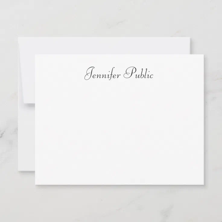 Elegant Hand Script Name Text Minimalist Design Note Card | Zazzle