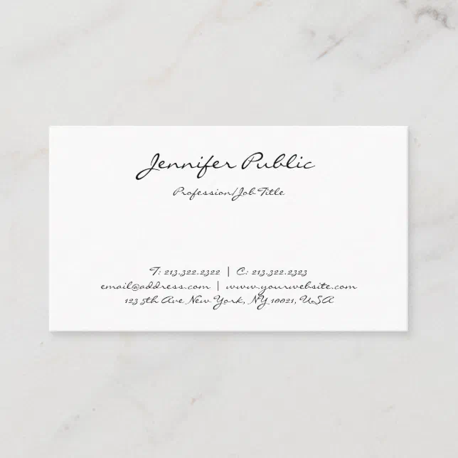 Elegant Hand Script Text Simple Template Modern Business Card | Zazzle