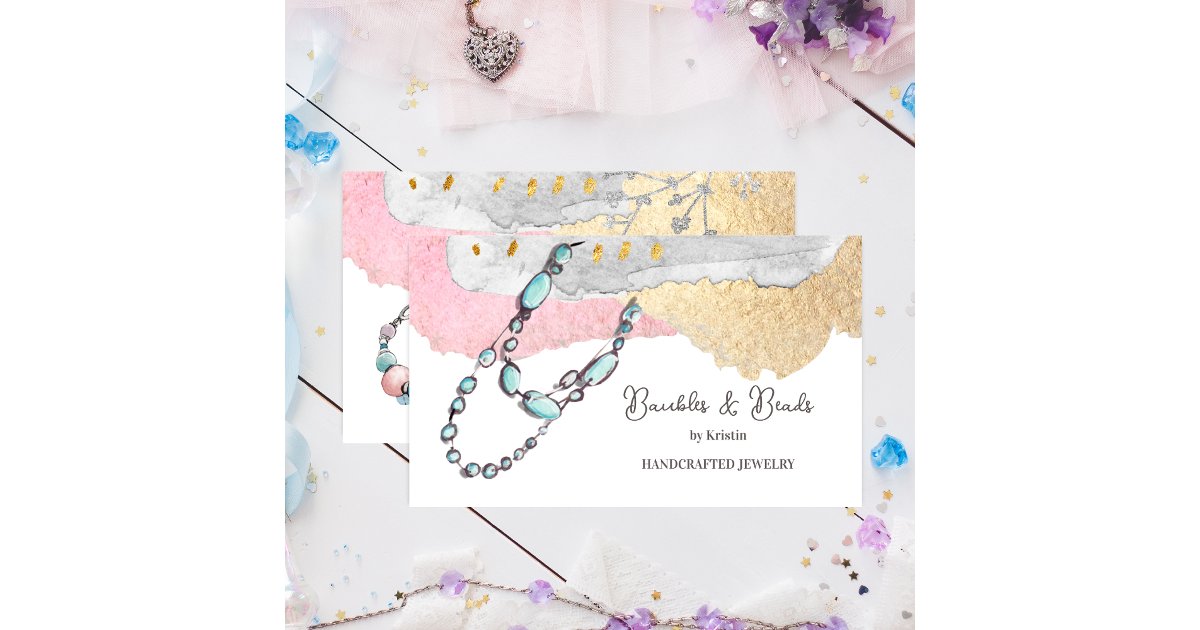 Elegant Handcrafted Jewelry and Beads Business Card | Zazzle