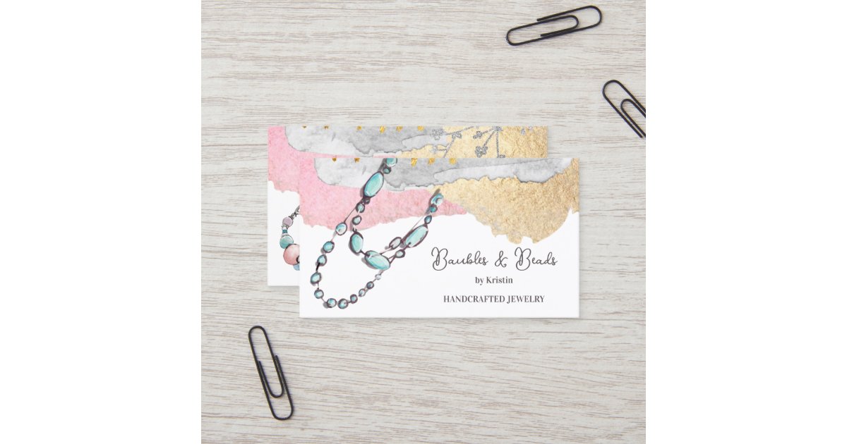 Elegant Handcrafted Jewelry and Beads Business Card | Zazzle