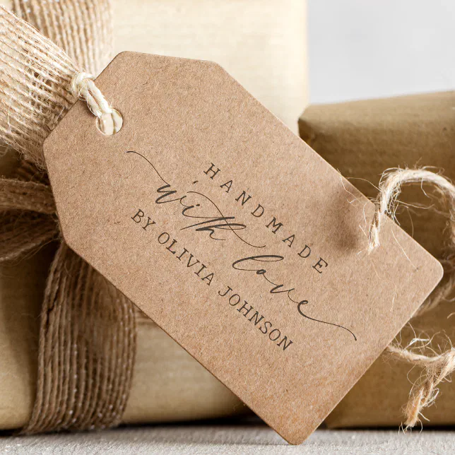 Elegant Handmade with Love Script Personalized Self-inking Stamp | Zazzle