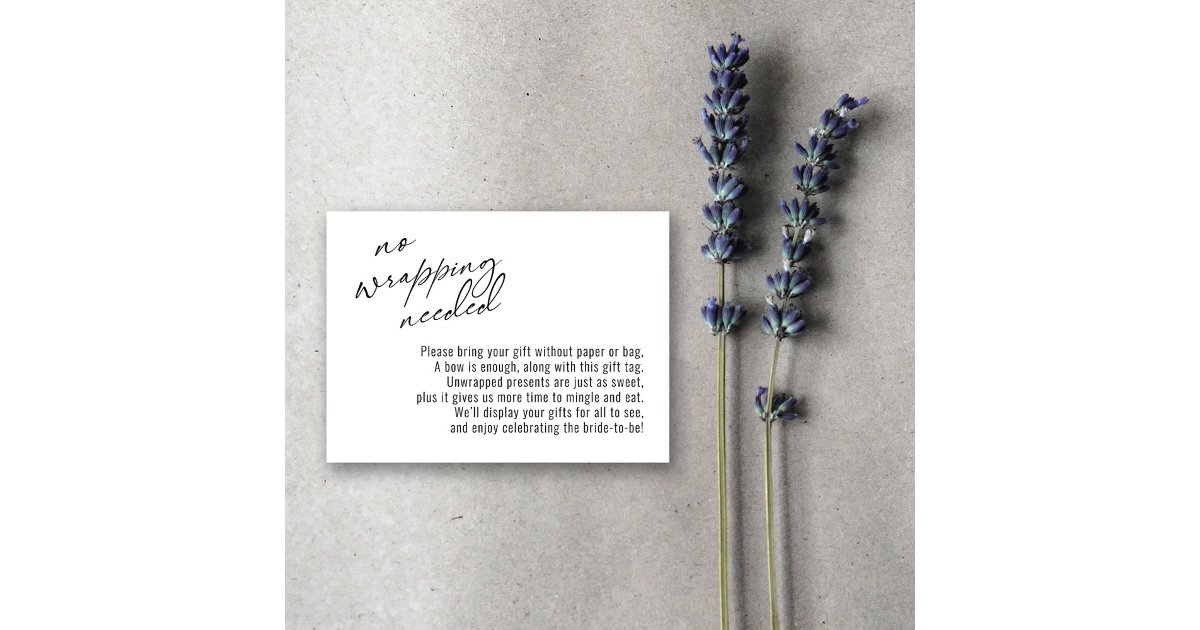 Elegant Handwriting No Wrapping Needed, White Enclosure Card | Zazzle