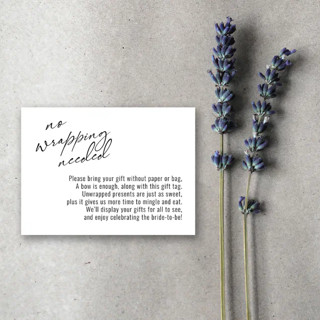 Elegant Handwriting No Wrapping Needed, White Enclosure Card | Zazzle