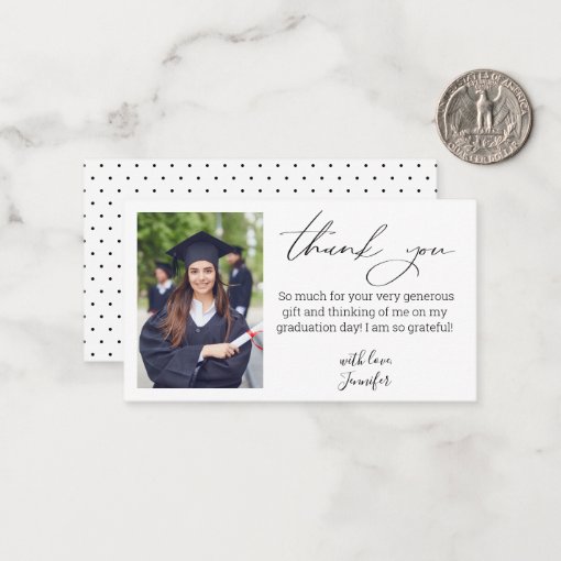 elegant handwriting thank you graduation photo note card | Zazzle