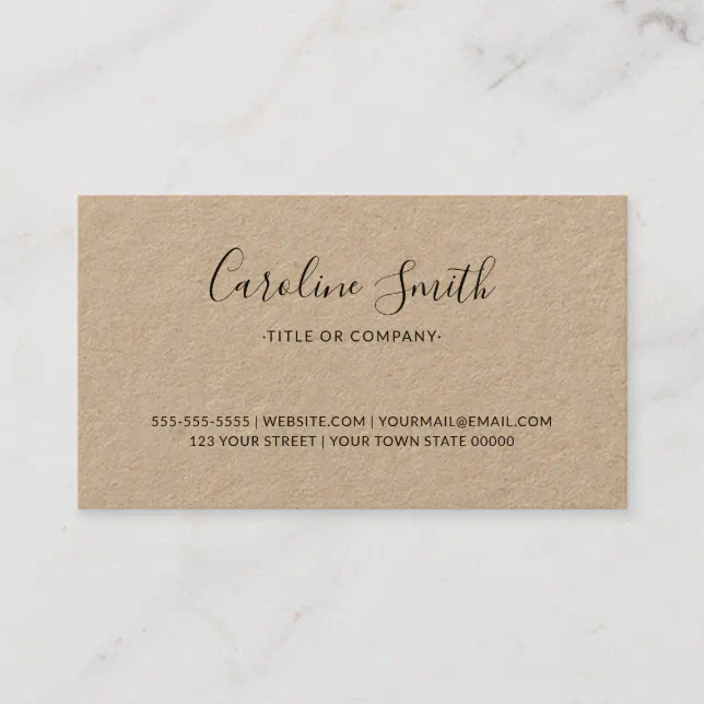 Elegant handwritten calligraphy script font Kraft Business Card | Zazzle
