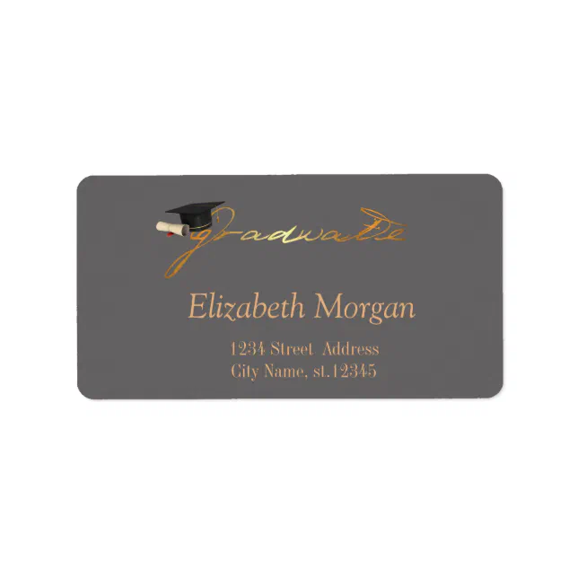 Elegant Handwritten Graduate Cap Label | Zazzle