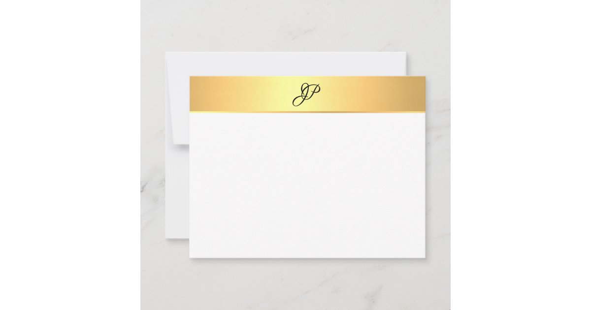 Elegant Handwritten Monogram Script Gold Modern Note Card | Zazzle